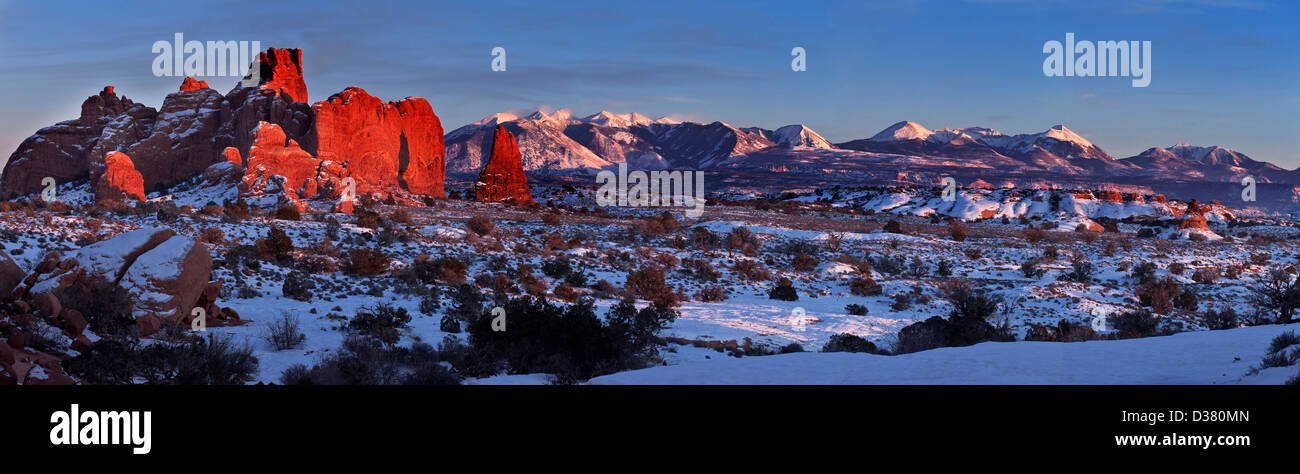 The La Sal Alpenglow is a beautiful winter phenomenon at Arches ...