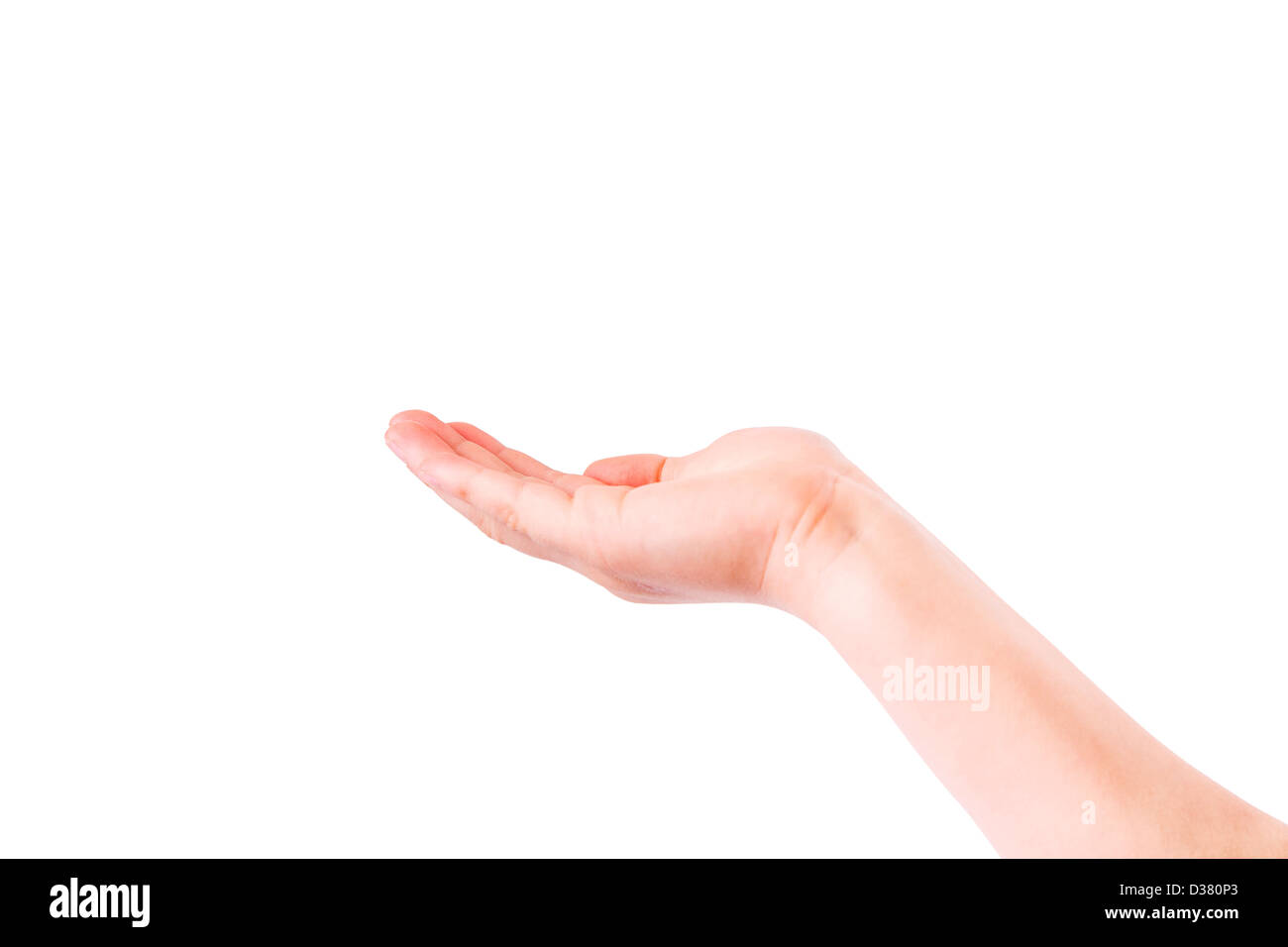 Empty child's hand, palm up isolated on white Stock Photo - Alamy