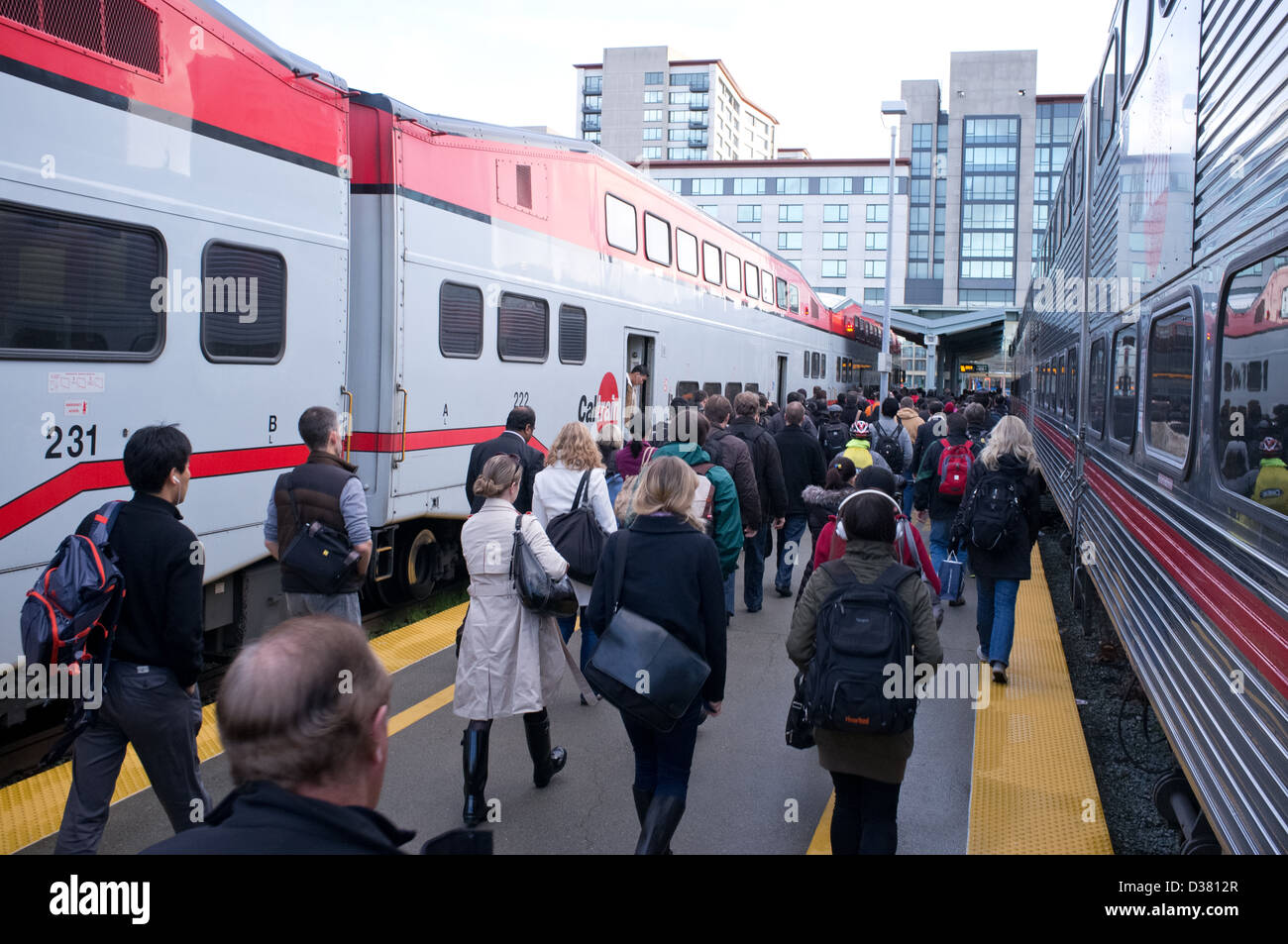 Scene of the CalTrain Peninsula commuter train operation Stock Photo ...