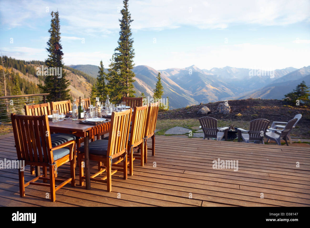Wooden table terrace on hi-res stock photography and images - Alamy