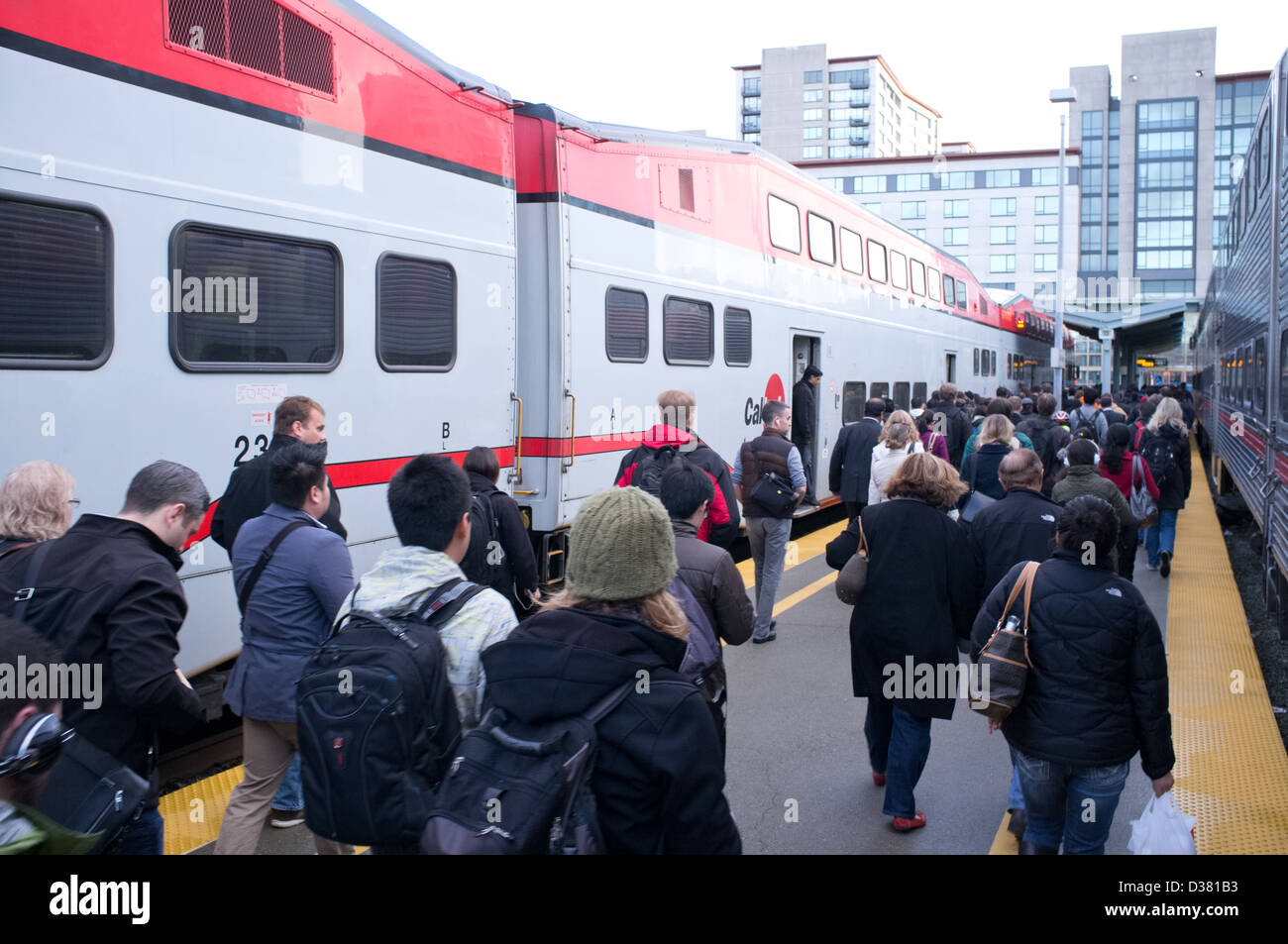 Scene of the CalTrain Peninsula commuter train operation Stock Photo ...