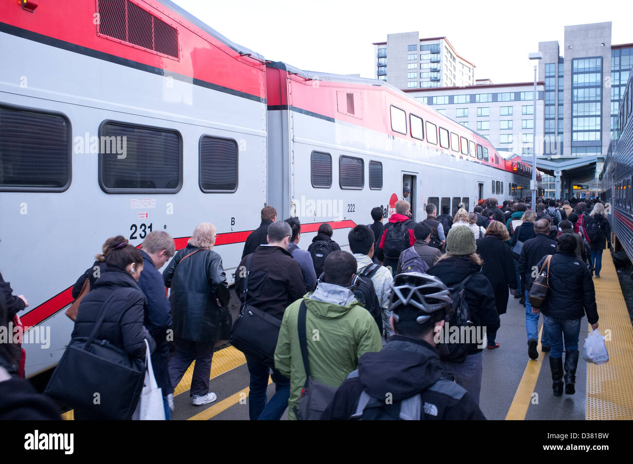 Scene of the CalTrain Peninsula commuter train operation Stock Photo ...