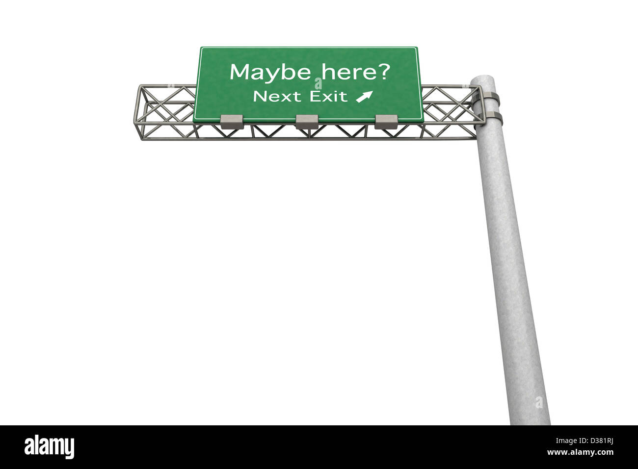 3D rendered Illustration. Highway Sign - the next exit maybe the right ...