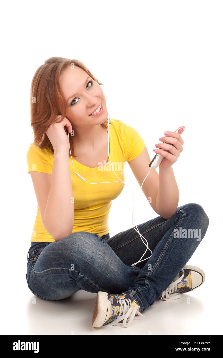 Teenage girl listen music Stock Photo - Alamy