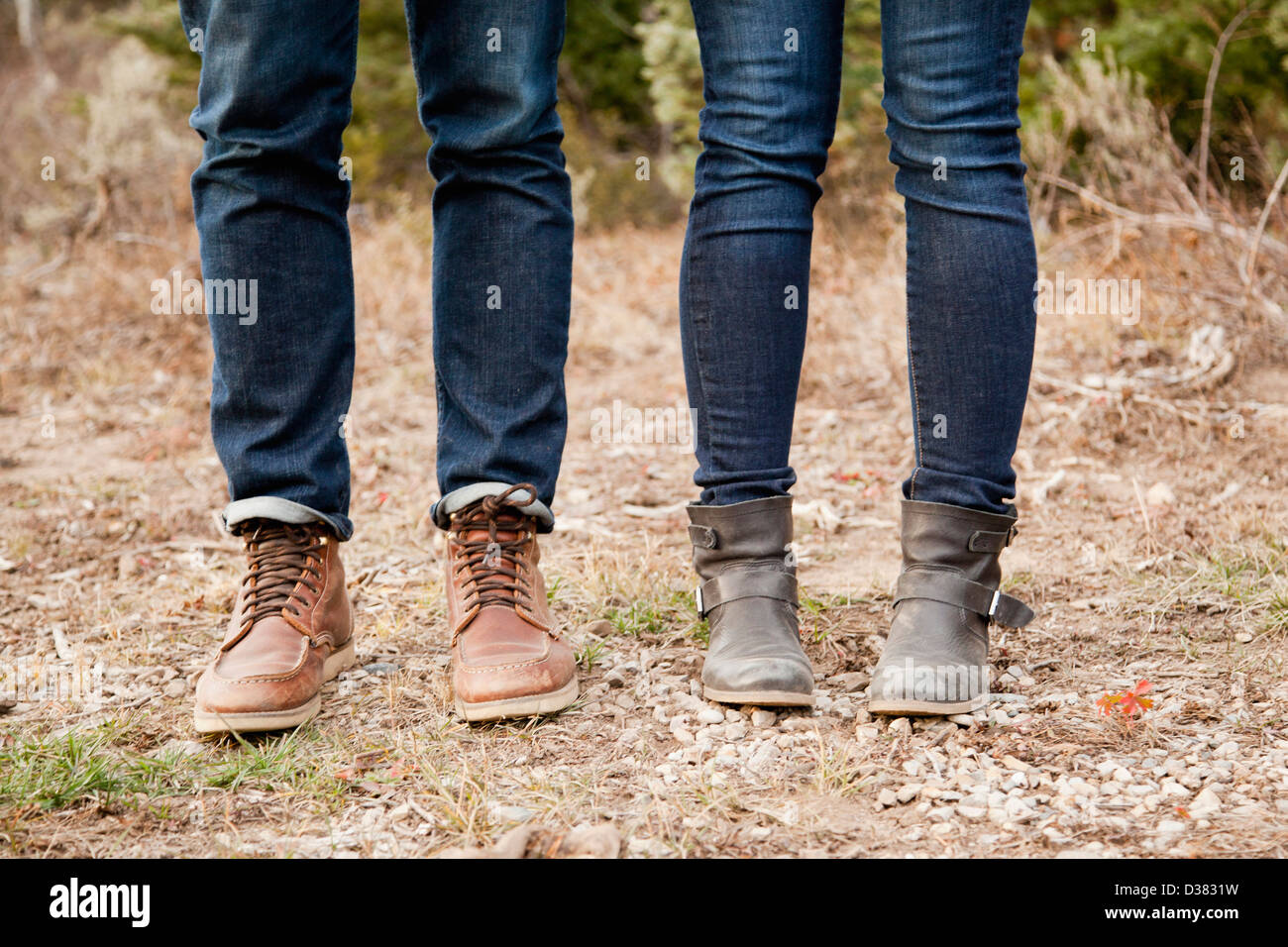 USA, Utah, Salt Lake City, low section of young people in denim jeans ...