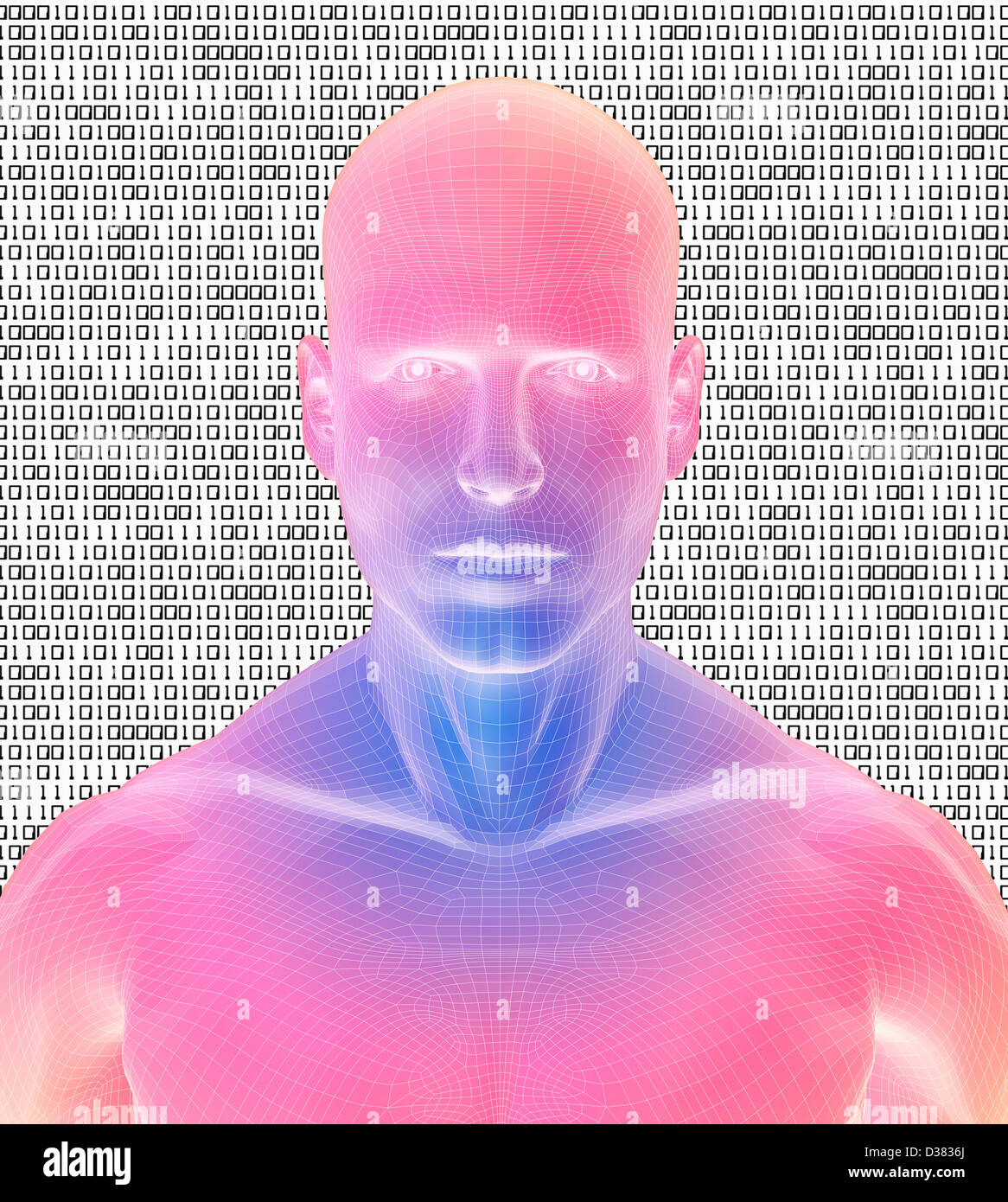 Digitally generated male figure against binary code background Stock Photo - Alamy