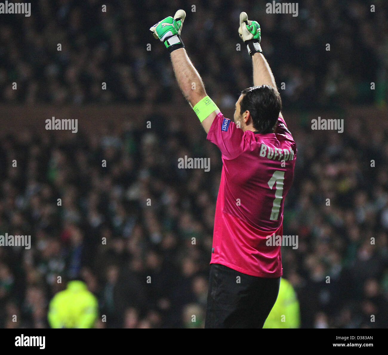 Glasgow, Scotland, UK. 12th February 2013. Gianluigi Buffon gives his ...