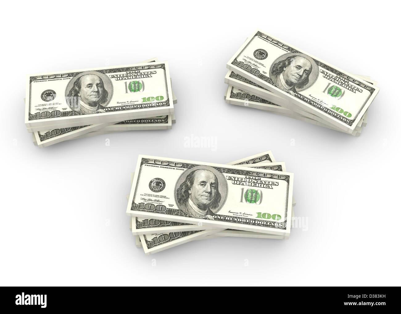 3D rendered Illustration. Stacks of 100 Dollar Bills Stock Photo - Alamy