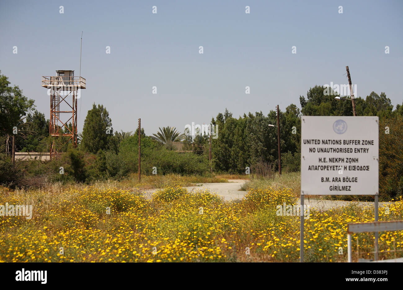 Sign labeled United Nations Buffer Zone, Nicosia, Cyprus Stock Photo ...