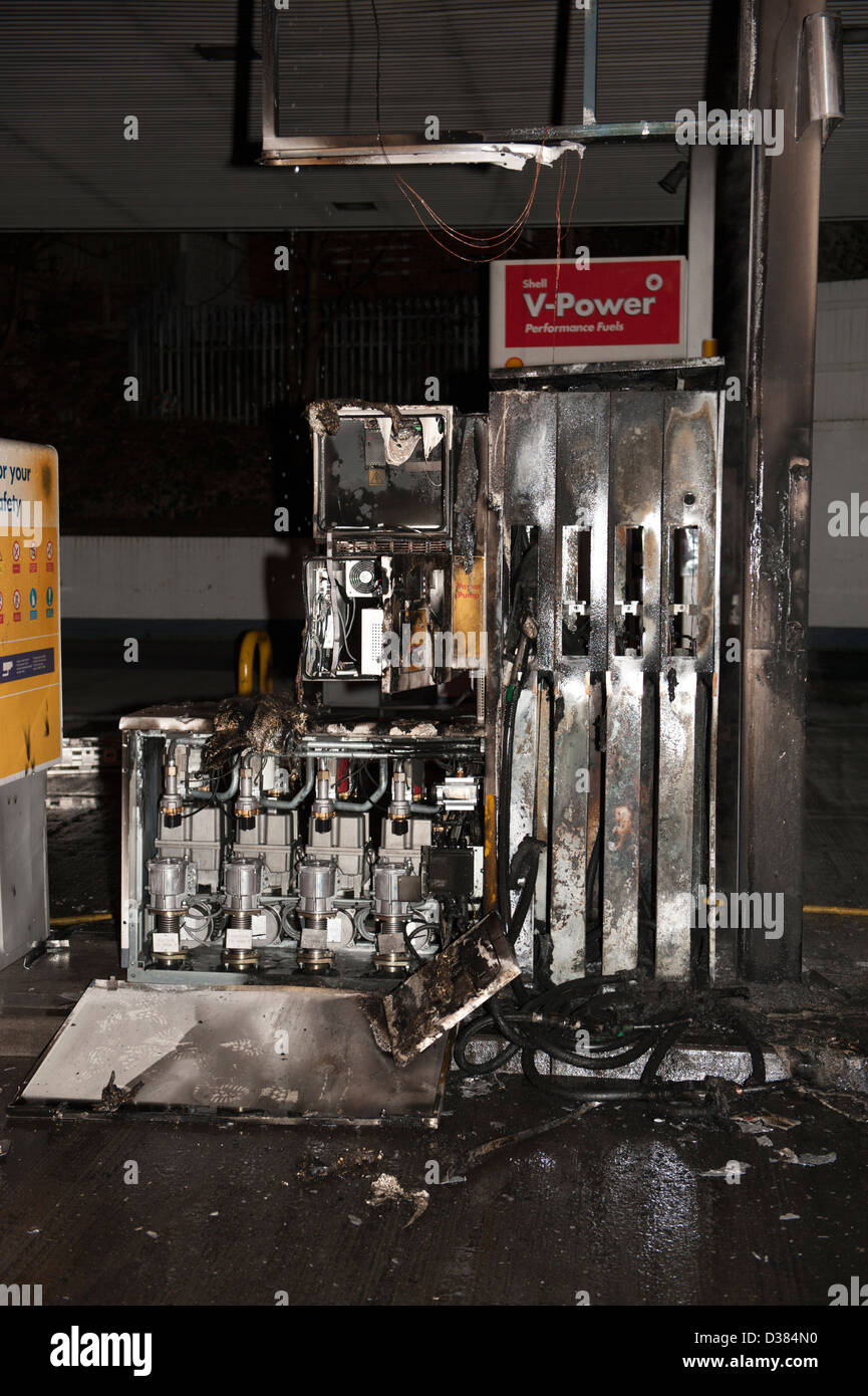 Petrol Station fuel filling pump on fire Stock Photo - Alamy