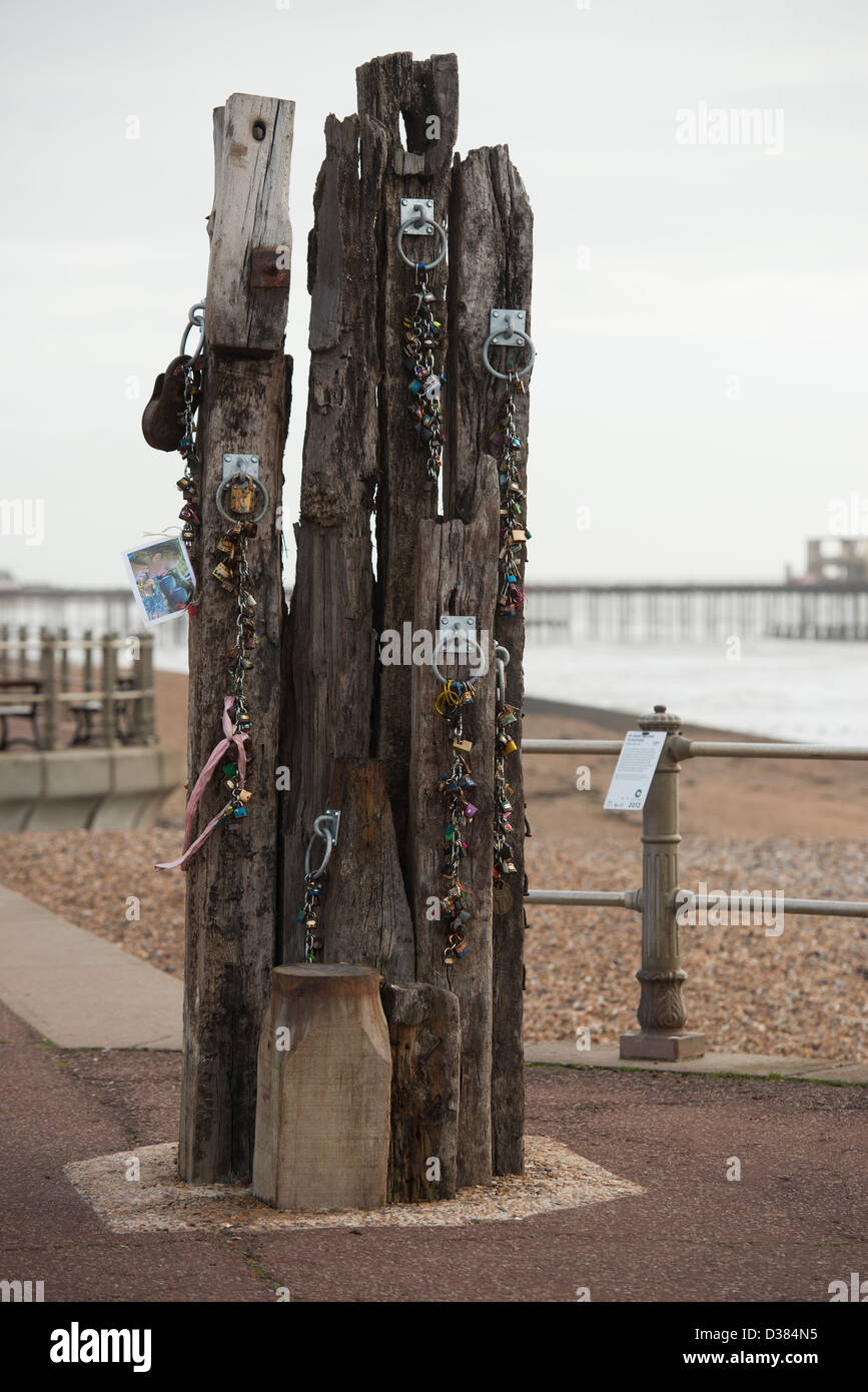 Love lock sculpture in Hastings close to the beach at Warrior Square ...