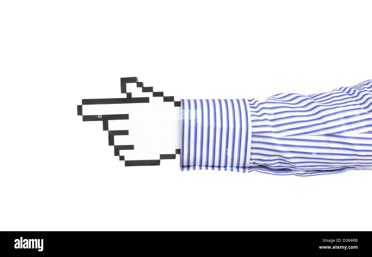 Computer hand icon in sleeve over white background Stock Photo - Alamy