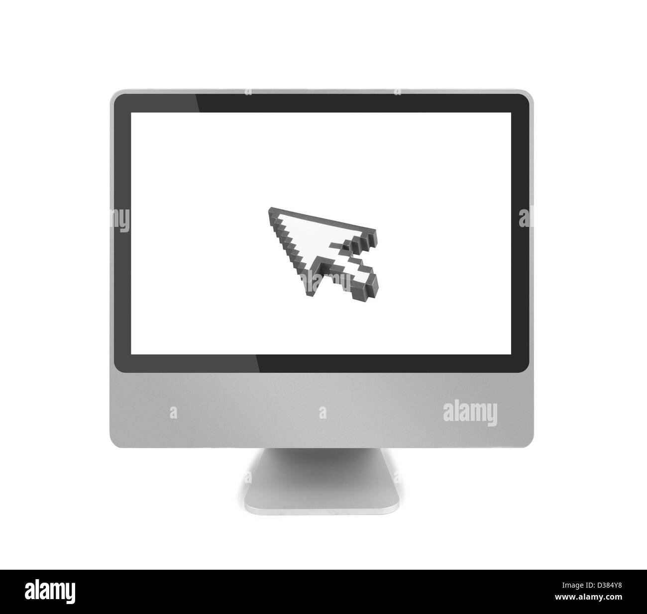 Computer with a arrow cursor made in papercraft over white background ...