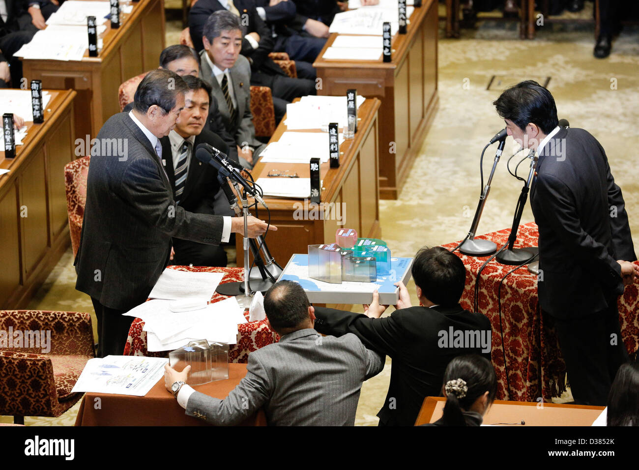 Tokyo, Japan. 12th February 2013. Japan's Prime Minister Shinzo Abe ...