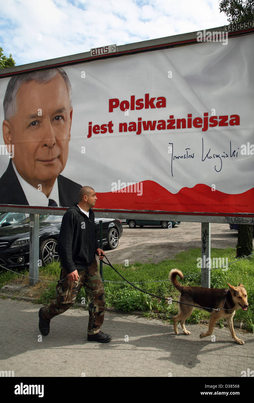 Poznan, Poland, election poster of Jaroslaw Kaczynski, the PiS ...