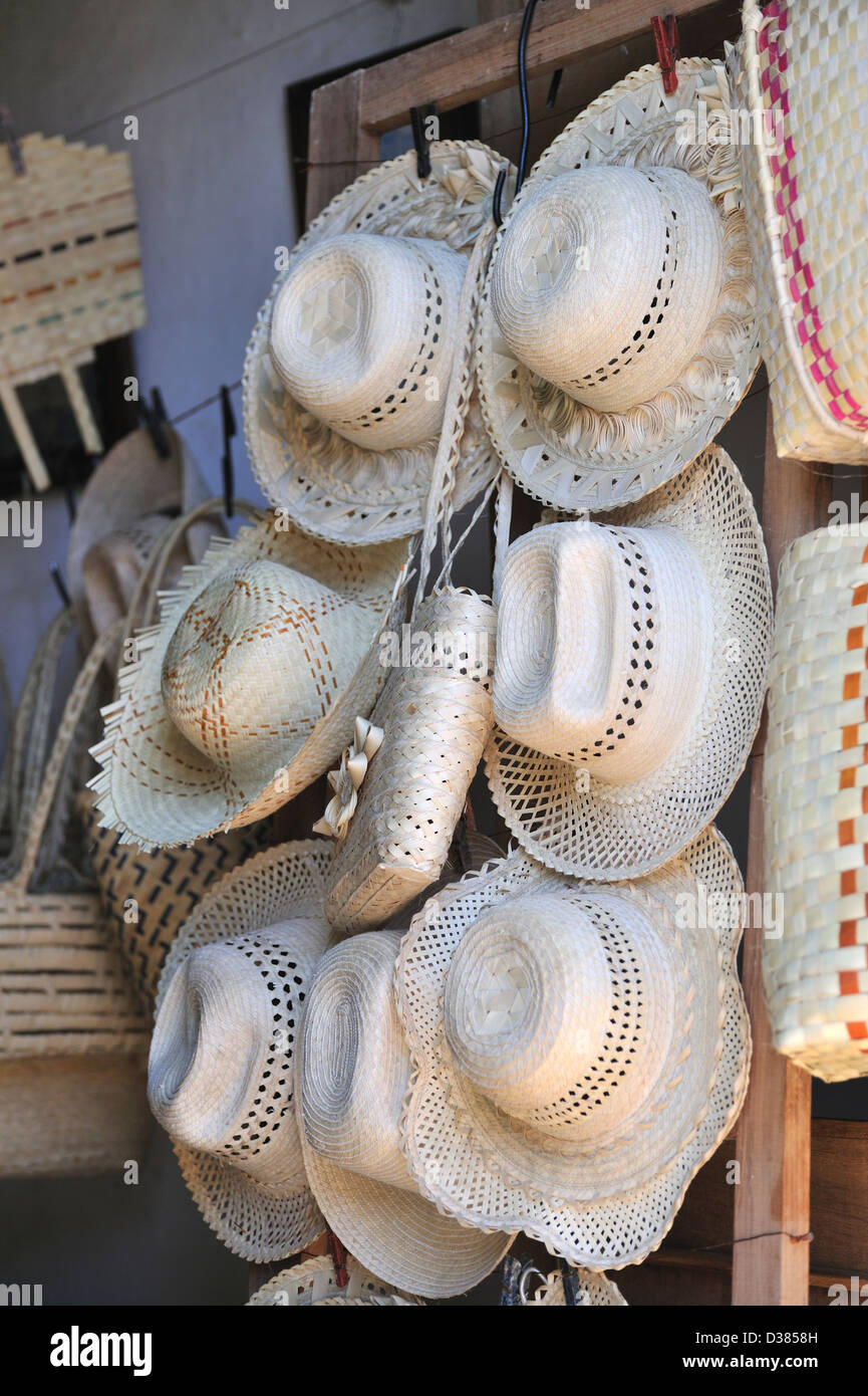 Hats on a market stall hi-res stock photography and images - Alamy