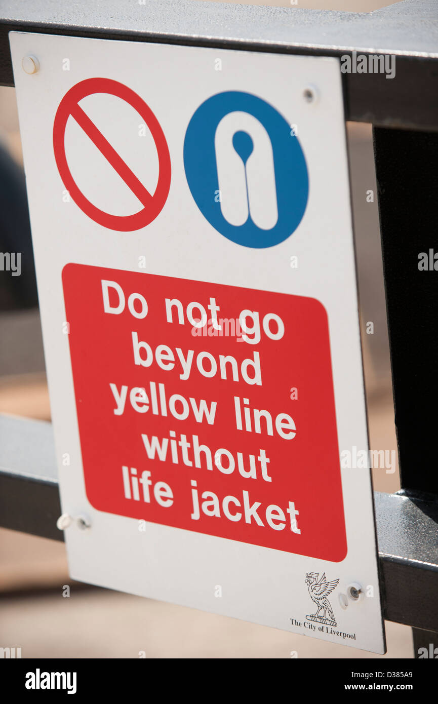 Do Not Go Beyond Yellow Line Without Life Jacket Stock Photo - Alamy