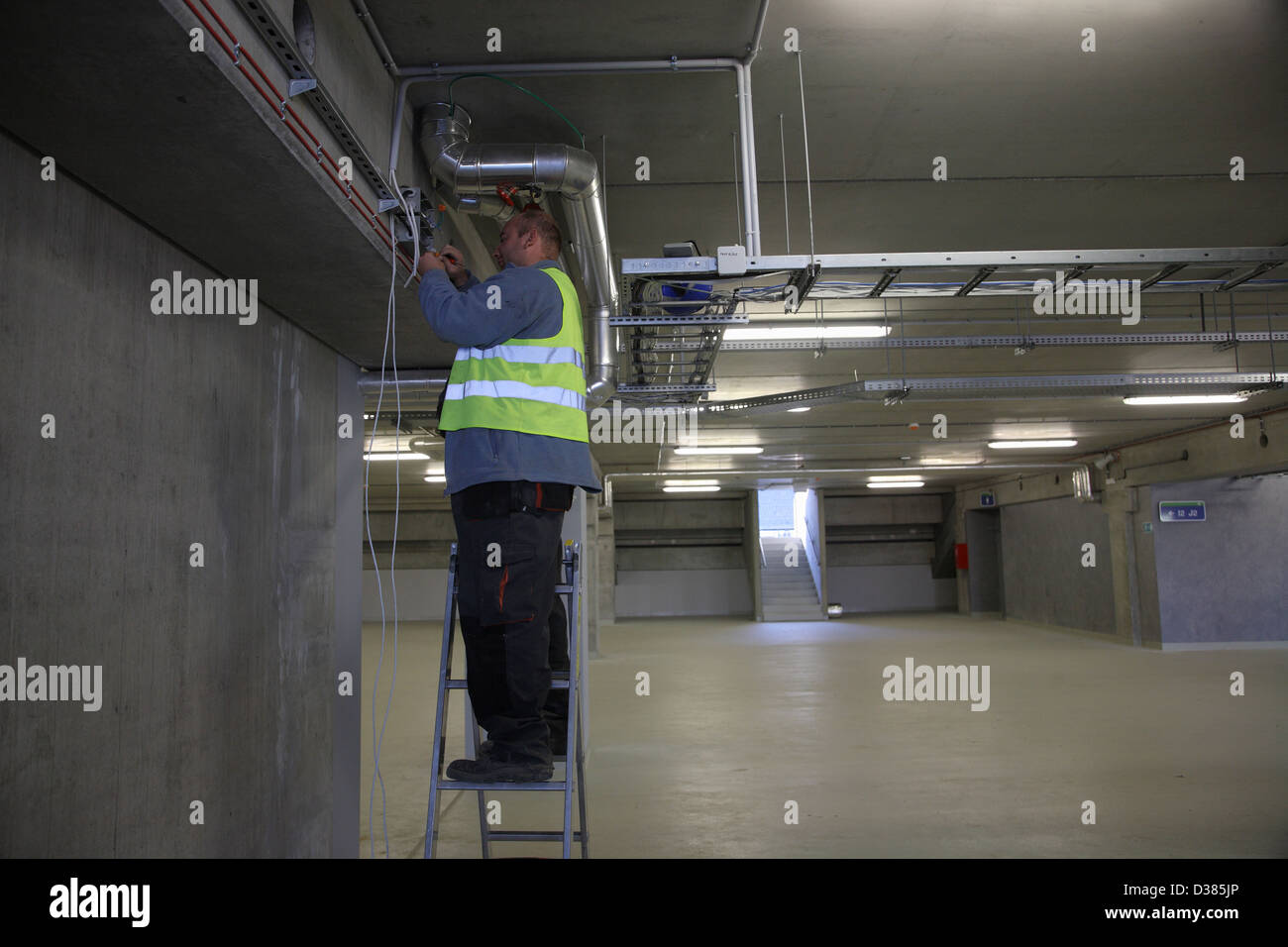 Poznan, Poland, electrical work in Pozna stadium, Spielstaette at Euro ...