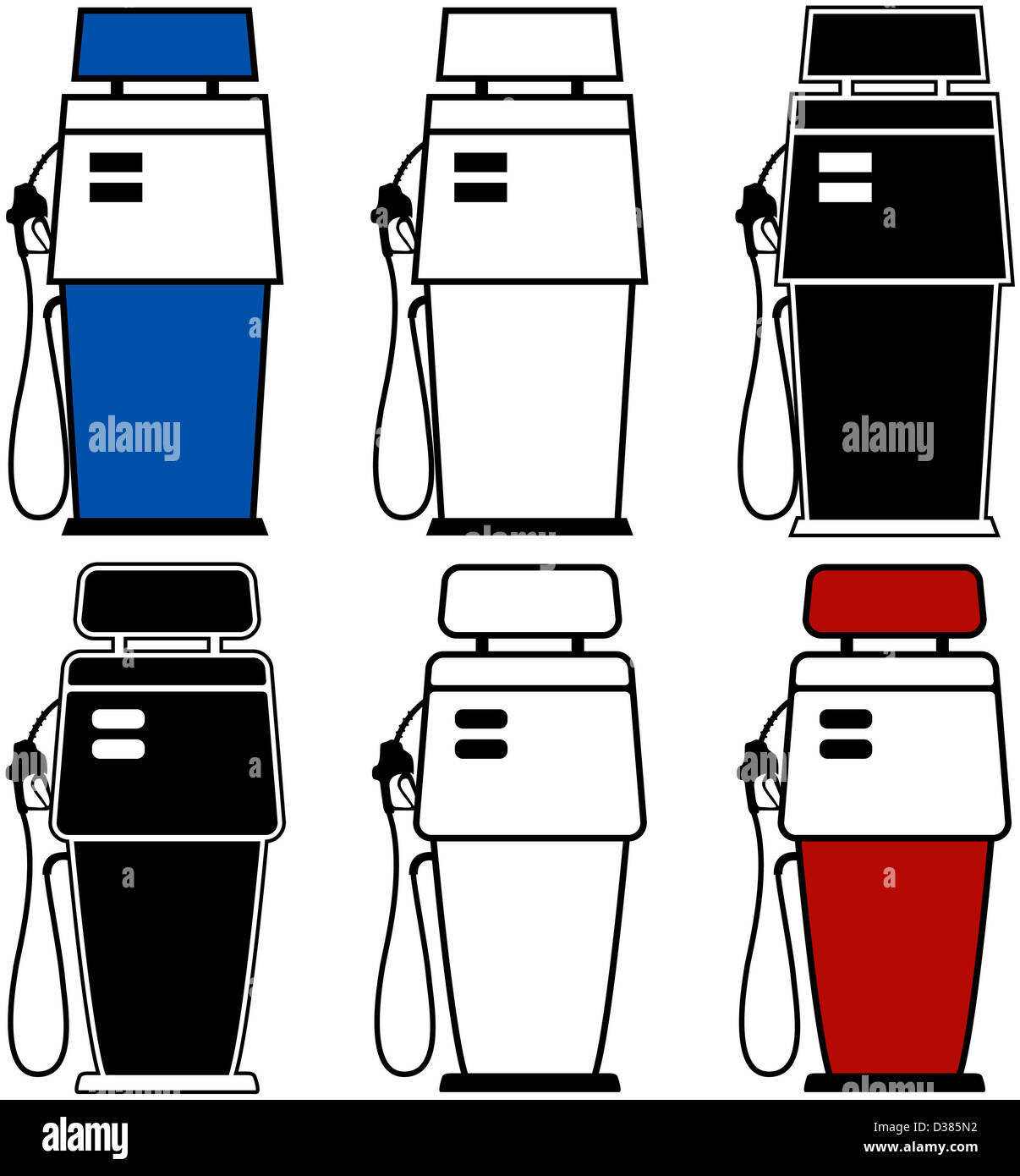 Two different gas pumps with color variations Stock Photo - Alamy