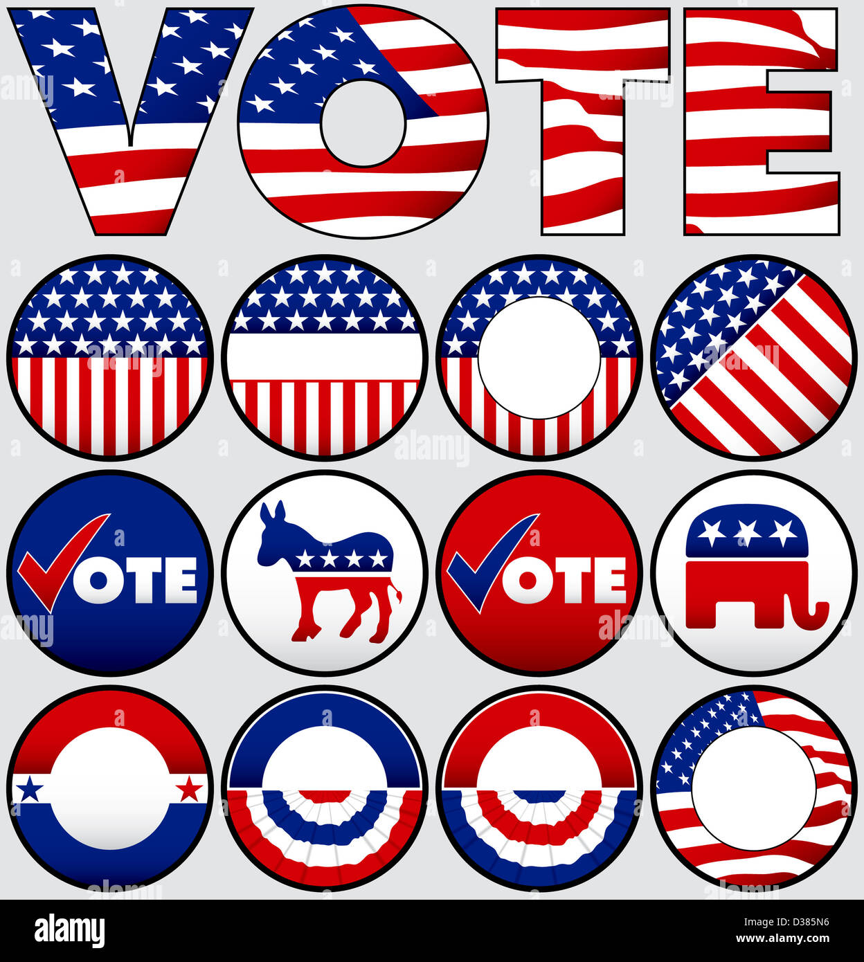 Various Political Buttons and Icons Stock Photo - Alamy
