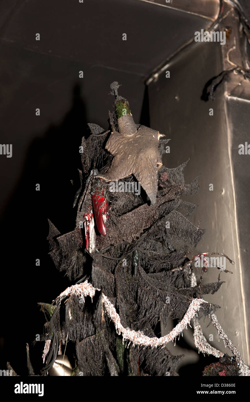 Christmas tree burnt fire electrical lights fault house fire Stock ...