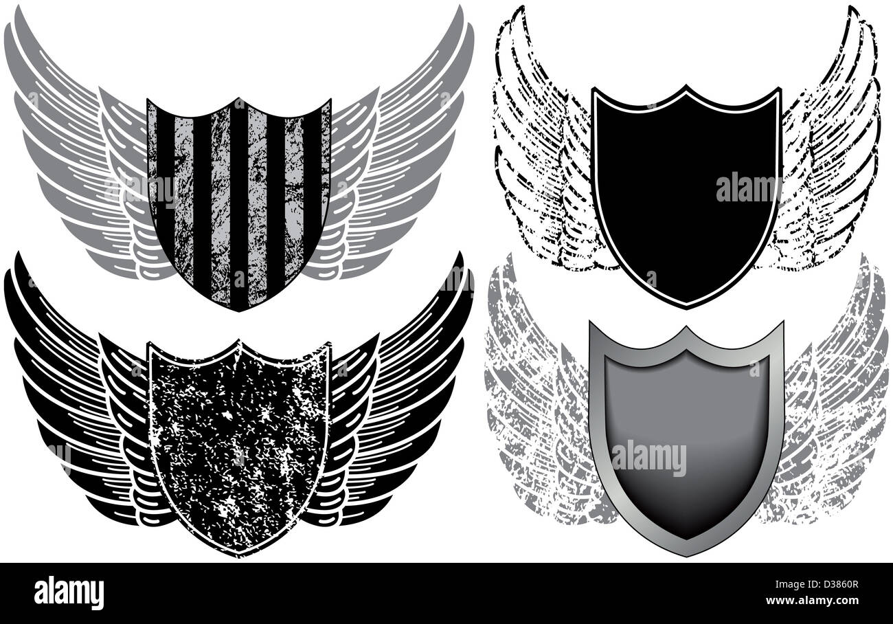 Black shield wing design grunge hi-res stock photography and images - Alamy