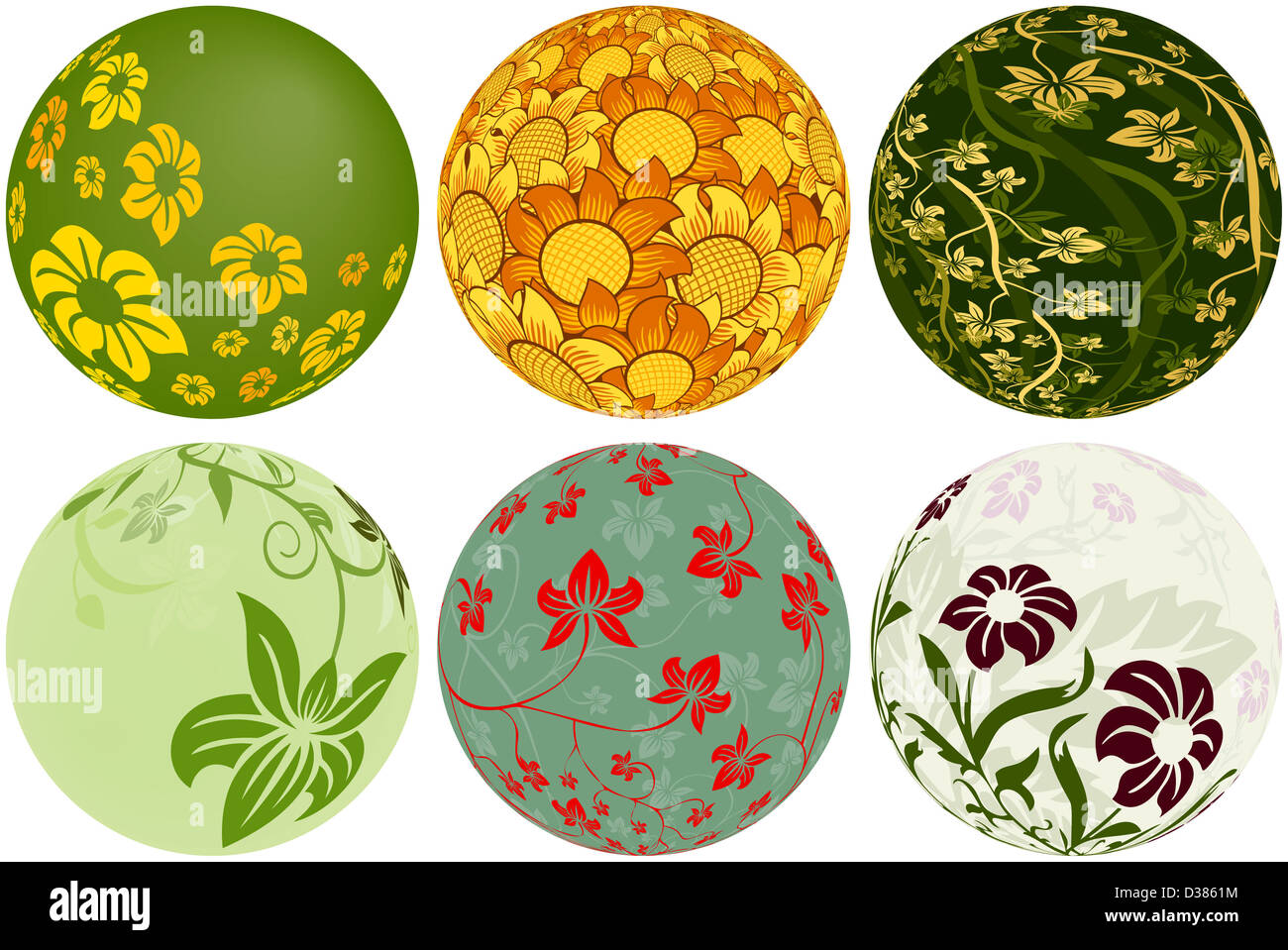Six Floral Balls to add to your designs Stock Photo - Alamy