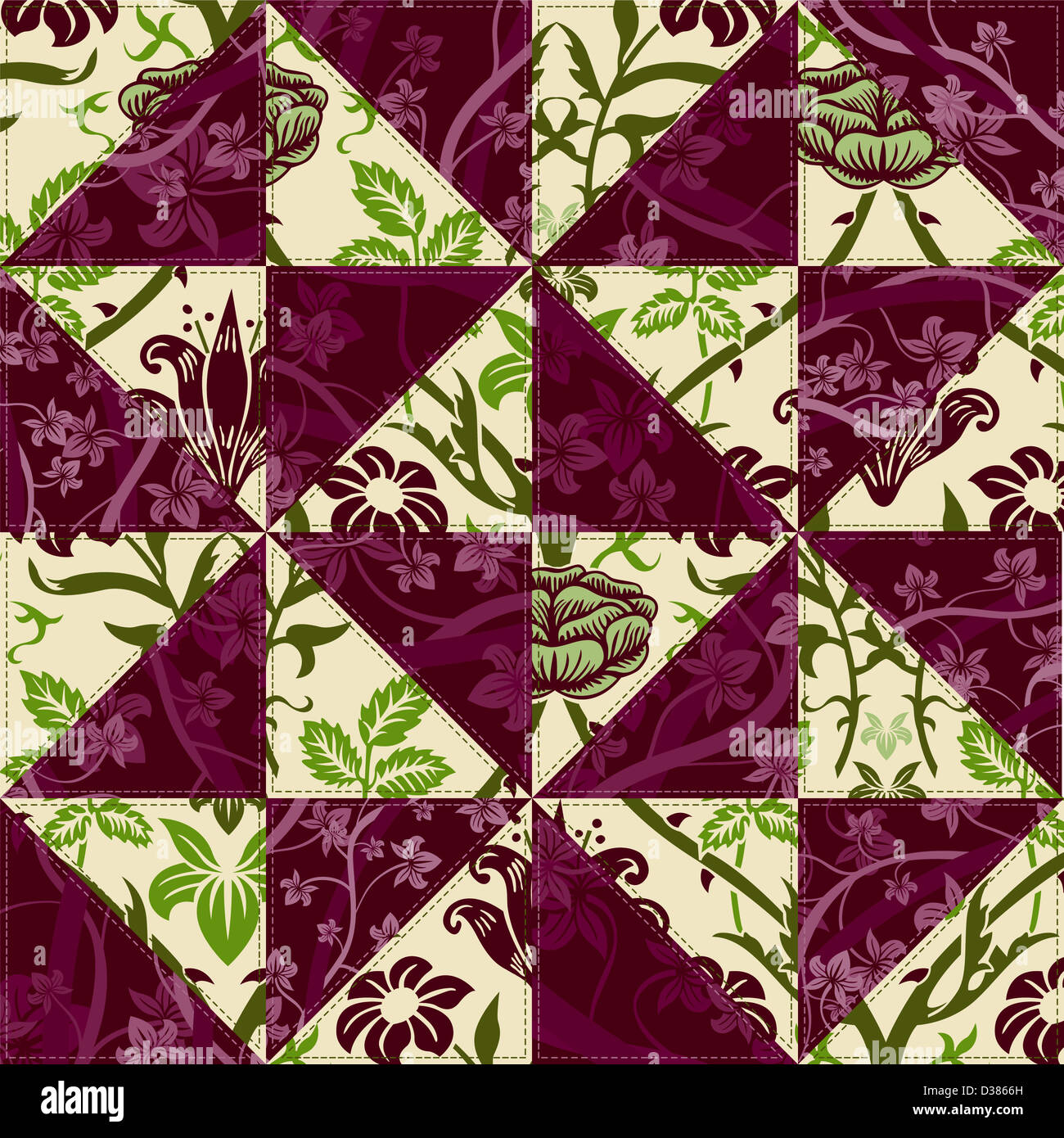 Green and Purple Flower Patchwork Stock Photo - Alamy