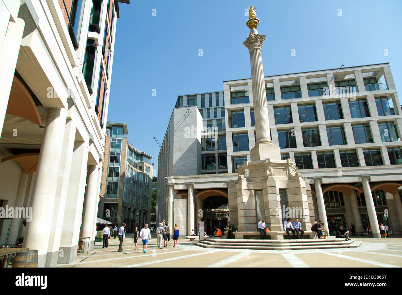 London, United Kingdom, Paternoster Square Column and the London Stock ...
