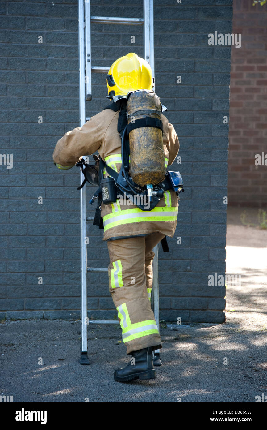 Firefighter climbing ladder in BA Breathing Apparatus FULLY MODEL ...