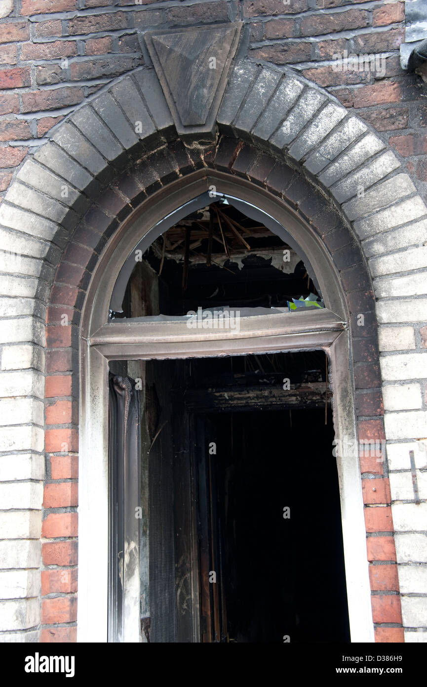 Severe fierce house fire front door bedroom Stock Photo - Alamy