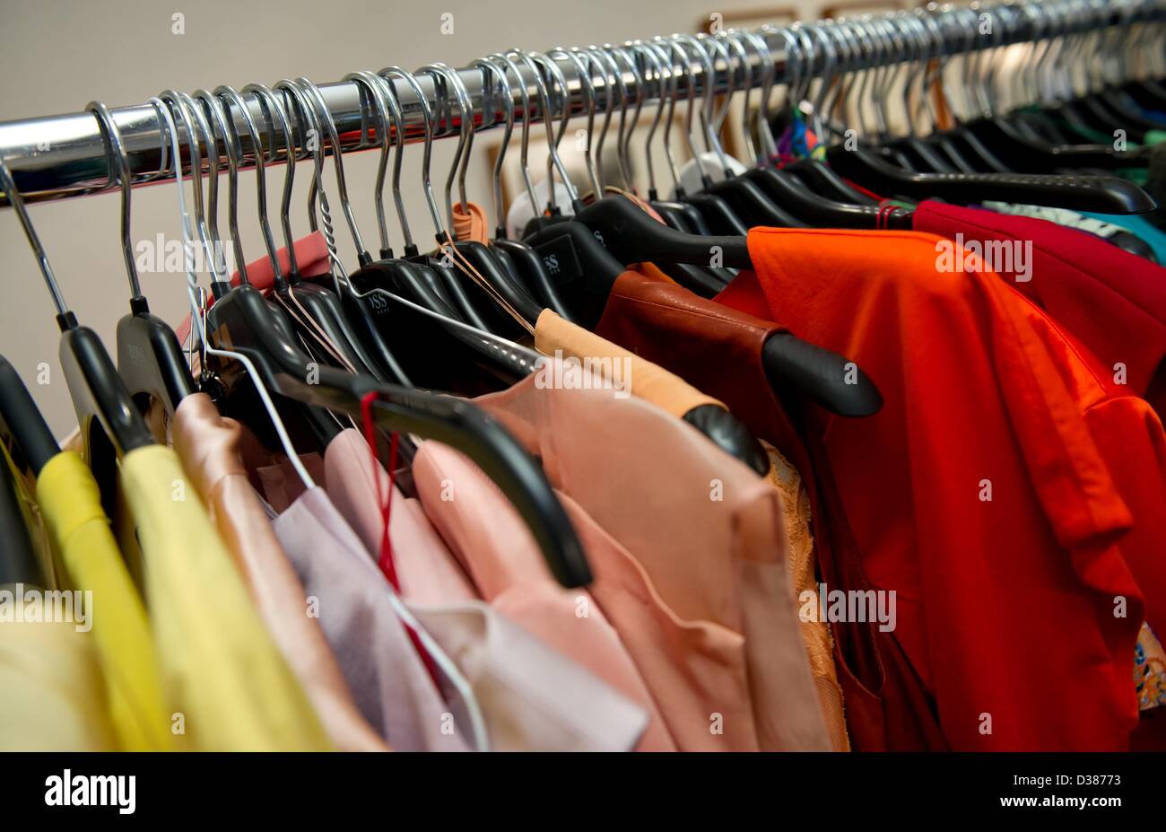 Hugo Boss dresses hang on a rack in a hotel room during the 63rd ...