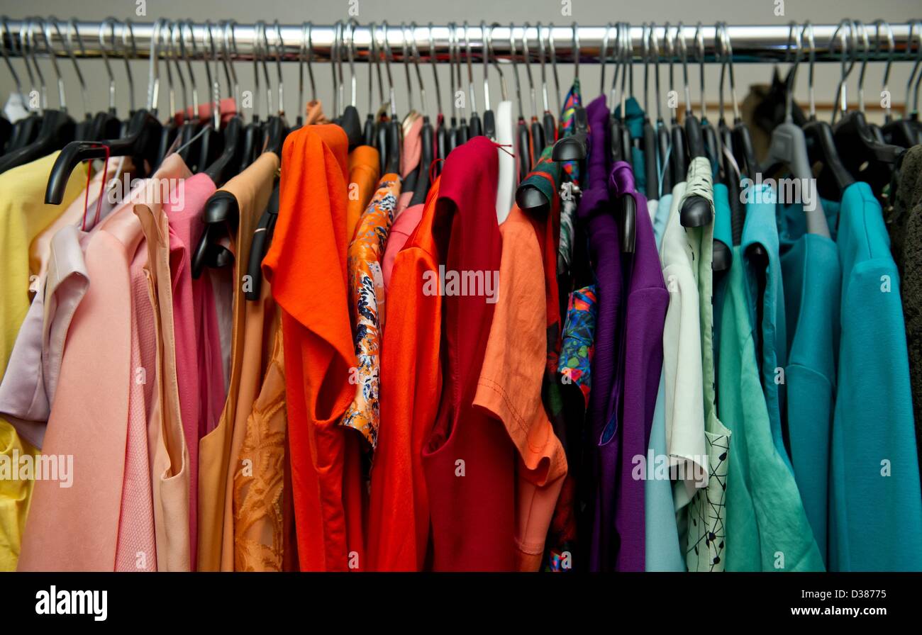 Hugo Boss dresses hang on a rack in a hotel room during the 63rd ...