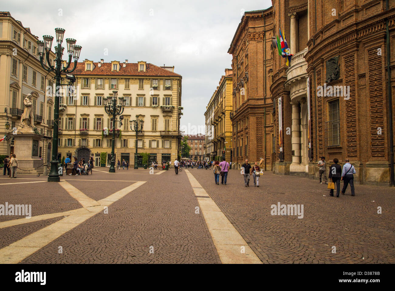 Cobbled pedestrian street in Turin Italy Stock Photo - Alamy