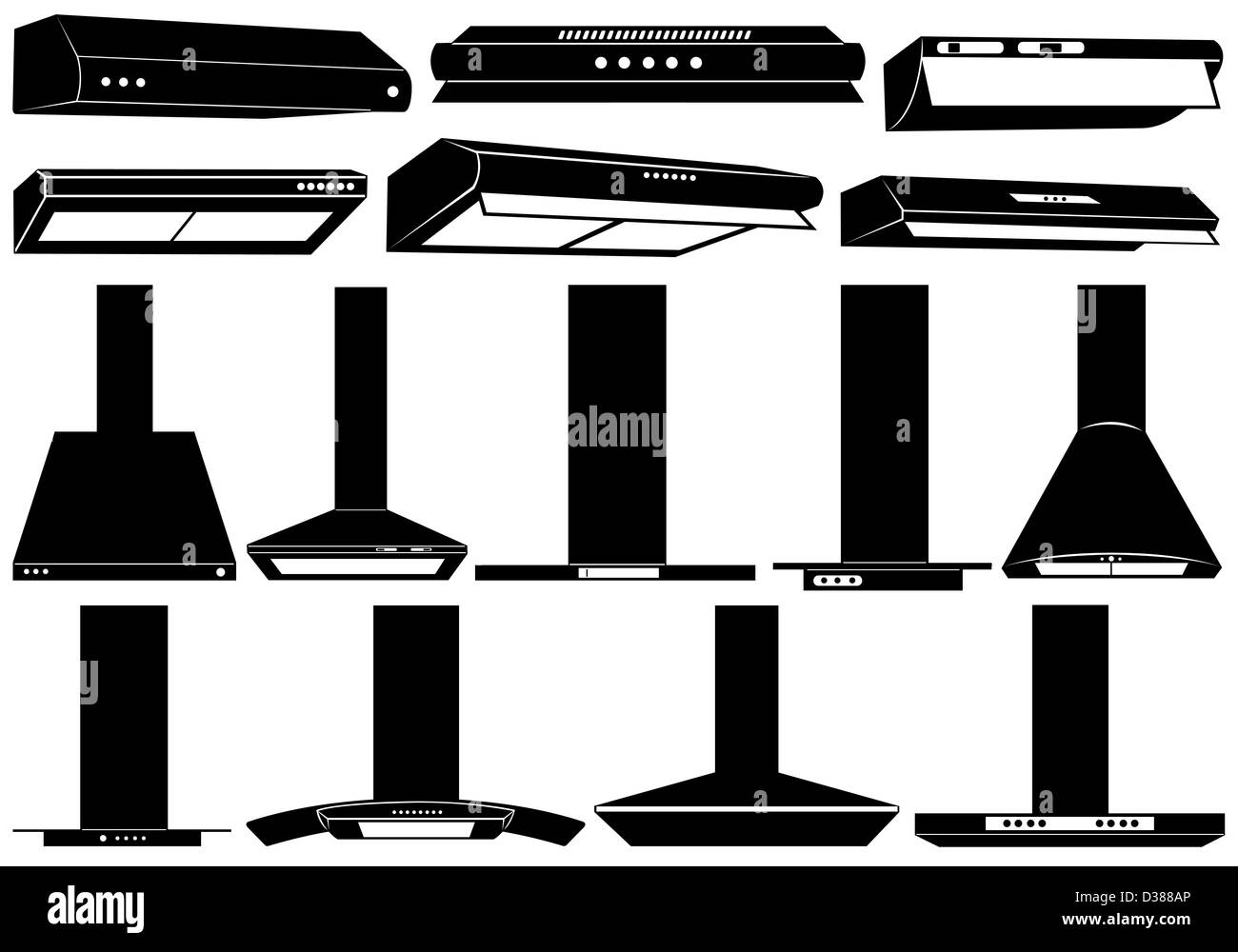 Stove Hood Set isolated Stock Photo - Alamy