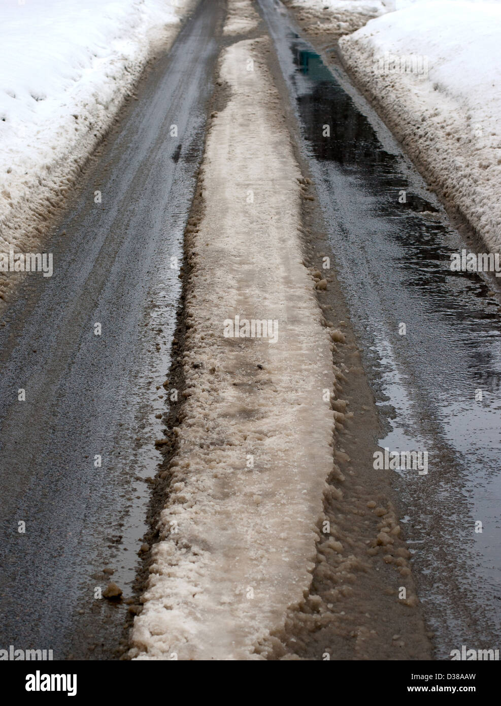 winter road. slush and mud Stock Photo - Alamy