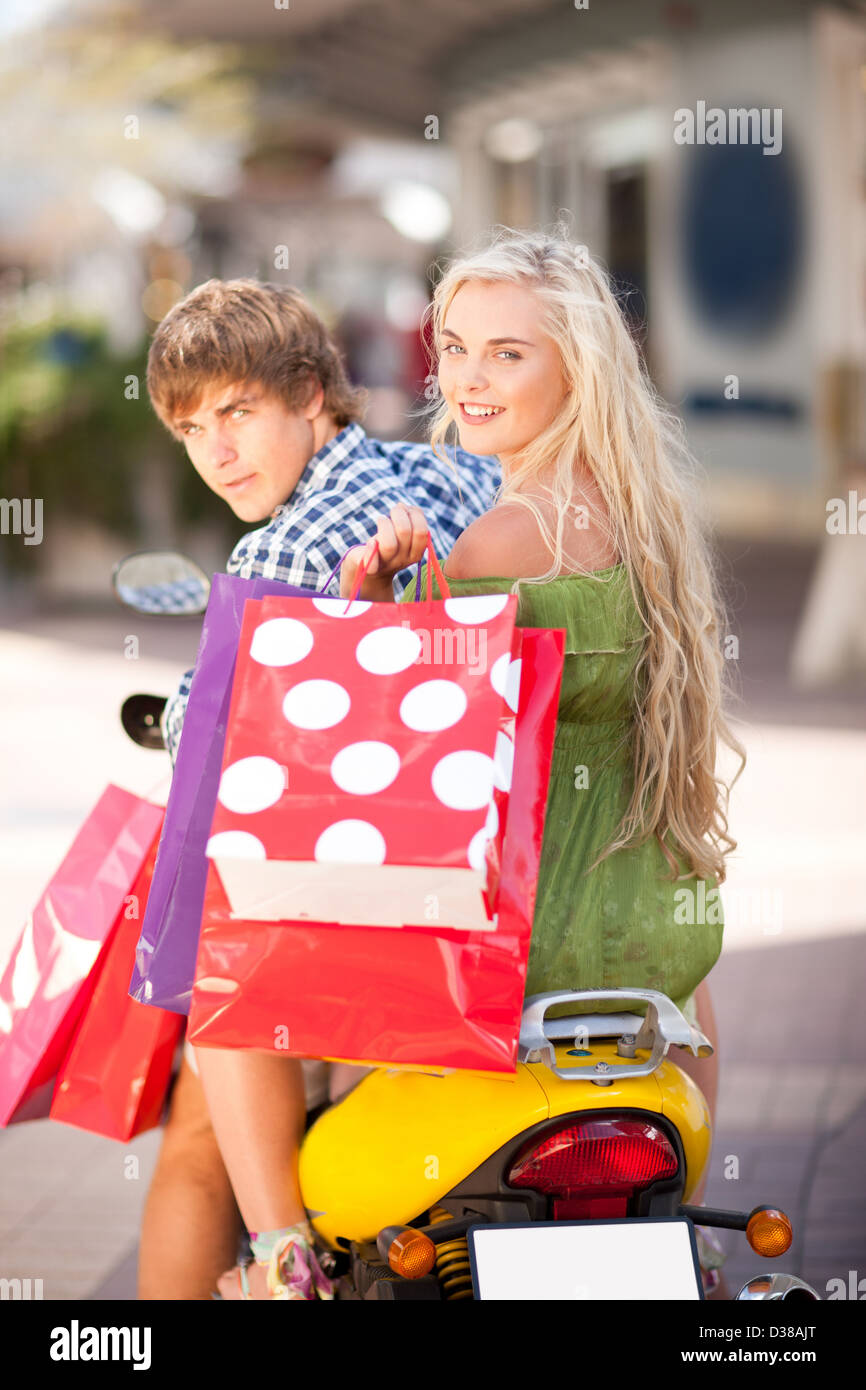 Portrait couple on moped hi-res stock photography and images - Alamy