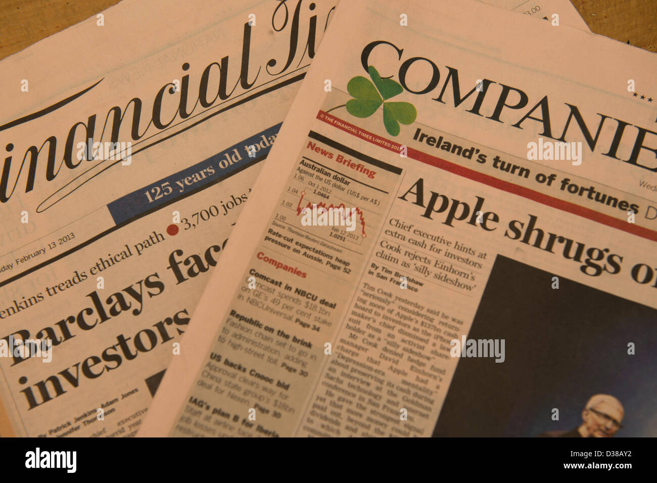 A commemorative copy of the famous UK paper, The Financial Times, on ...