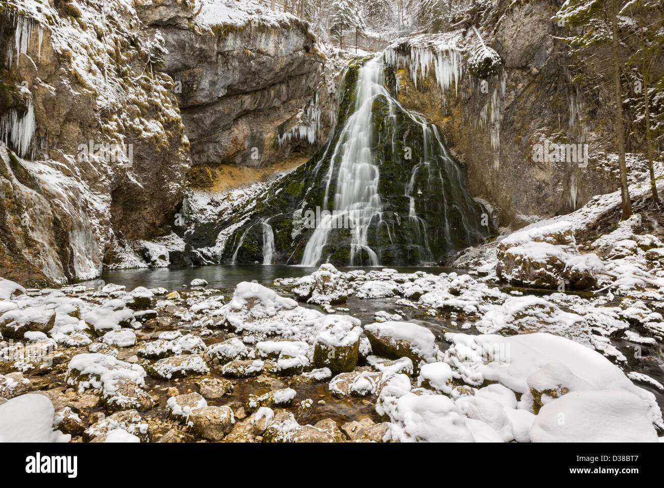 Gollinger Waterfalls at wintertime, Austria Stock Photo - Alamy