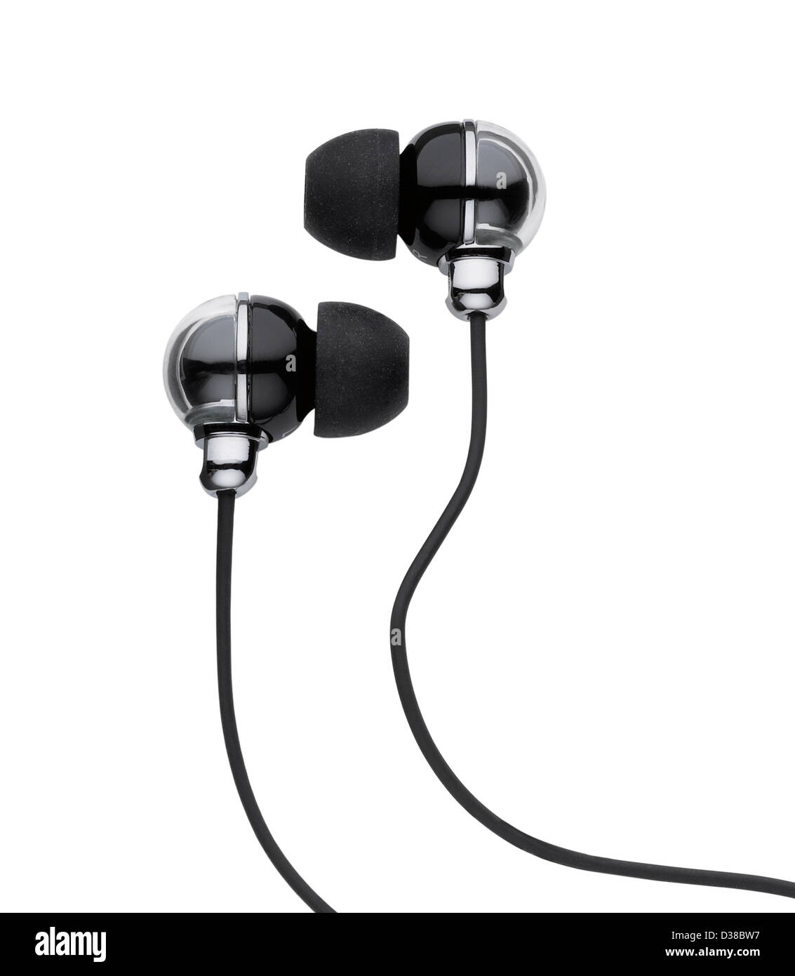 A pair of bud headphones cut out o a white background Stock Photo - Alamy
