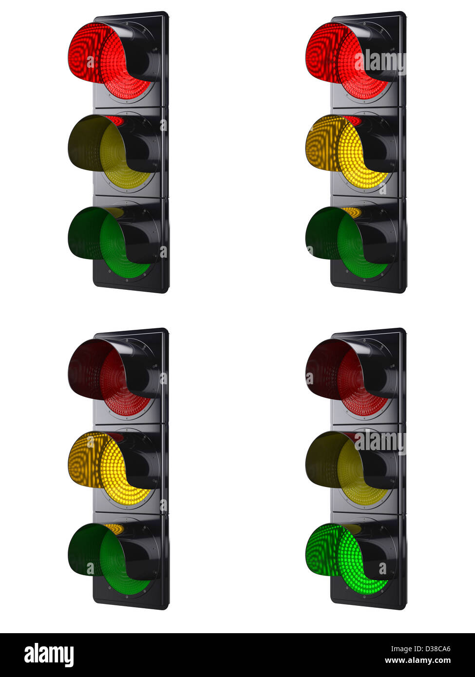 Collection of LED traffic lights with different lights on isolated on ...