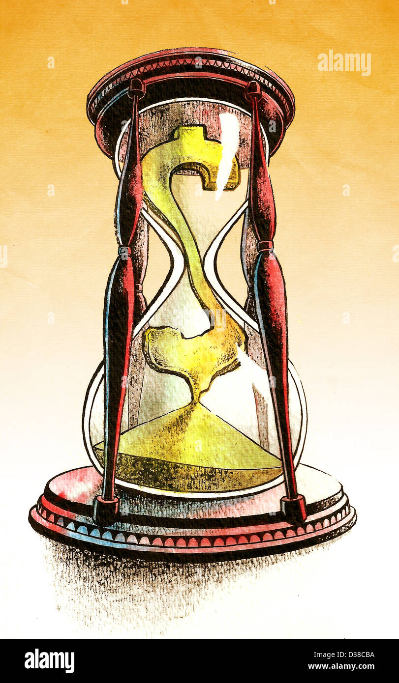 Illustrative image of dollar sign declining in hourglass representing ...