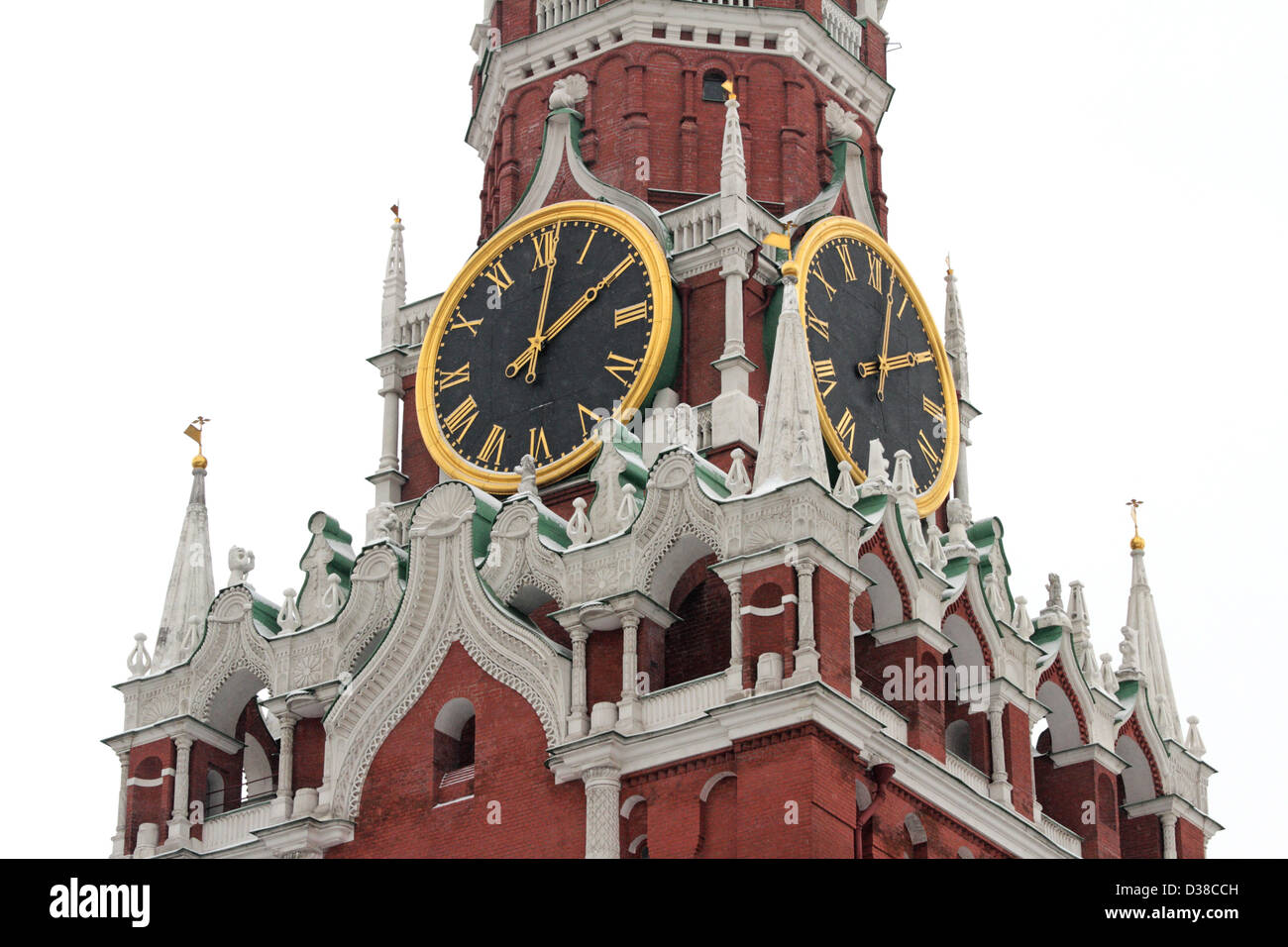 Clock of Spassky Tower, Kremlin, Red Place, Moscow, Russia Stock Photo ...