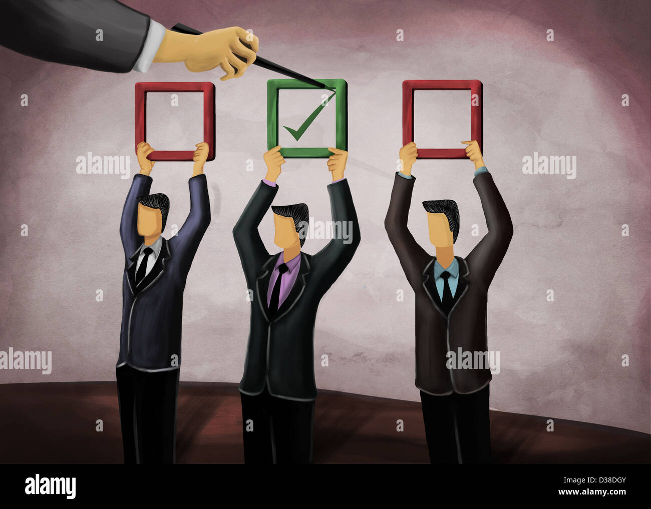 Illustrative image of businessman's hand selecting appropriate ...