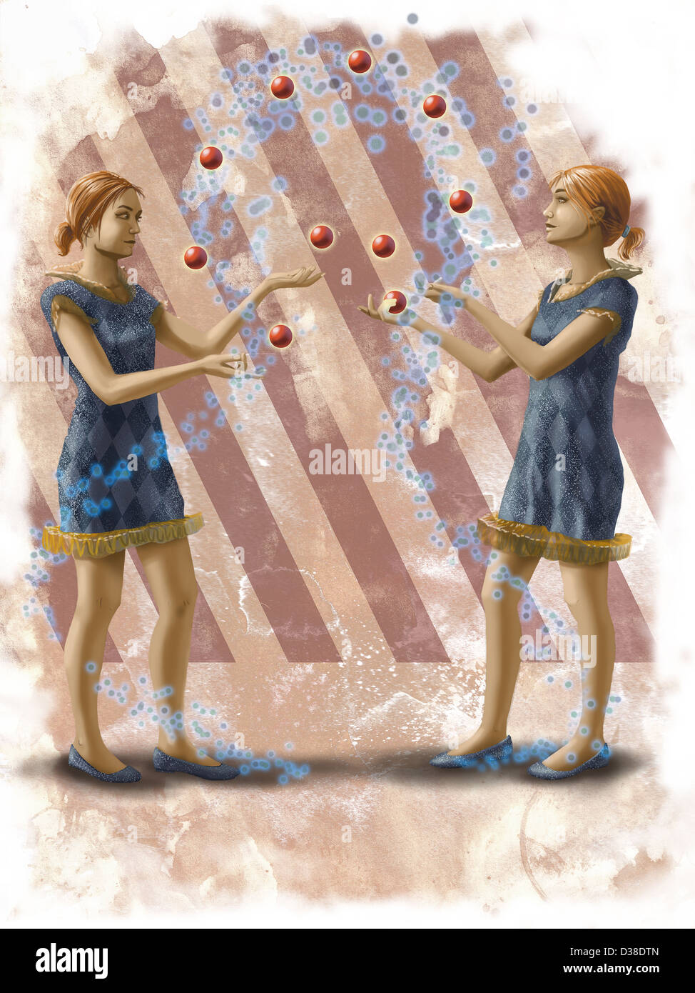 Illustrative image of female circus performers juggling Stock Photo - Alamy