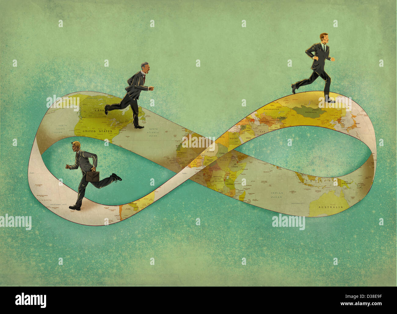 Illustrative image of businessmen running on infinity symbol Stock ...