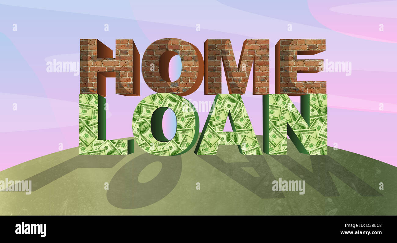 Bricks and paper currency representing the concept of home loan Stock ...