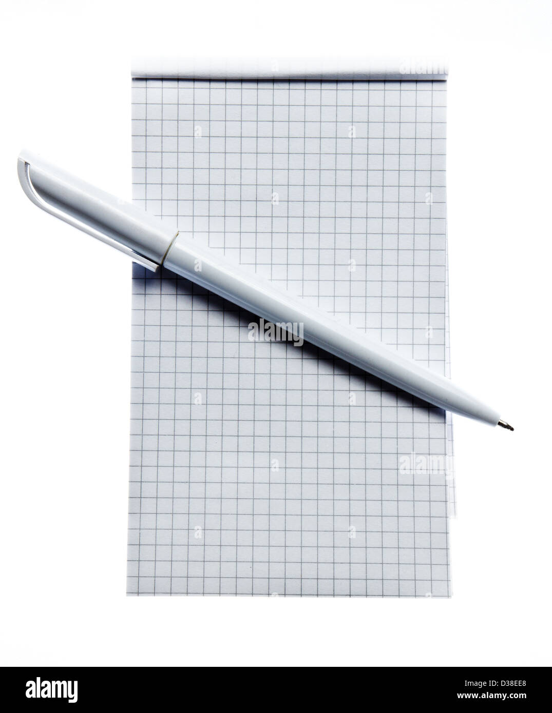 Square stripped notepad with pen on white background Stock Photo - Alamy