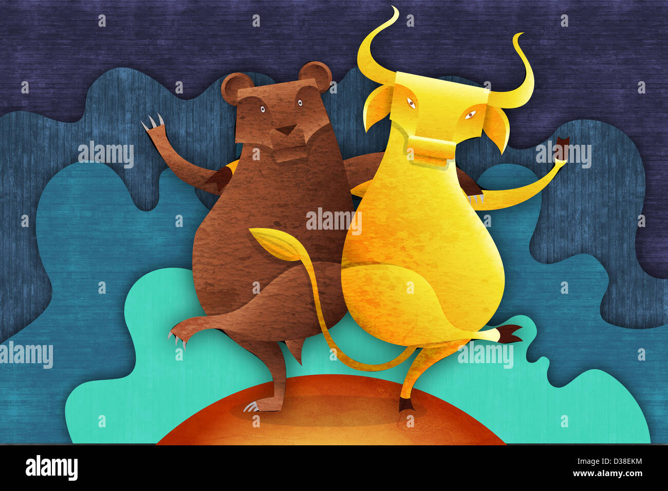 Bull bear illustration hi-res stock photography and images - Alamy