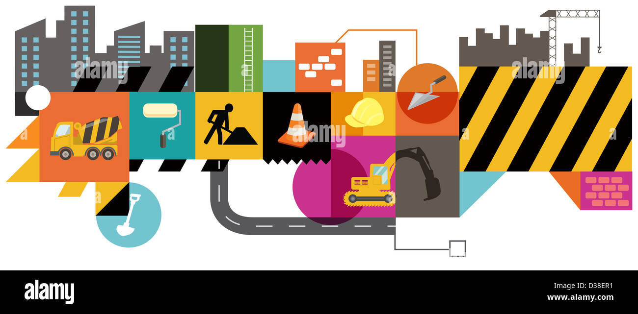 Illustrative image of construction collage Stock Photo - Alamy